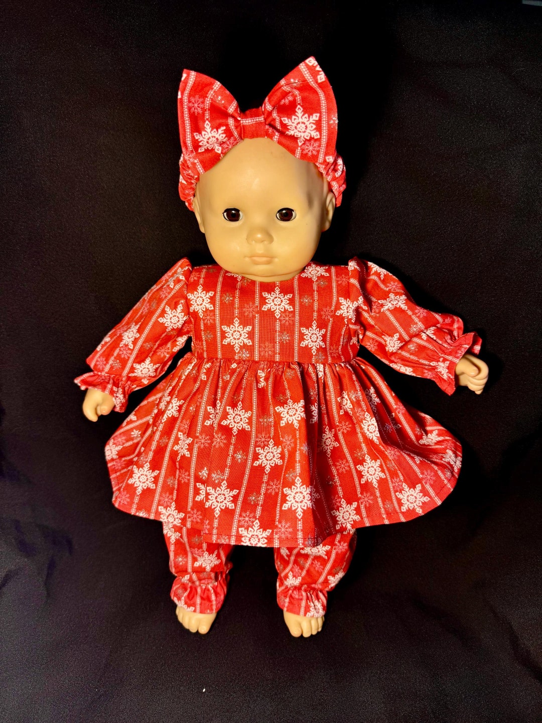 Bitty Baby Doll Dress 15 Clothes Christmas Snowflake Dress/pj's Pants ...