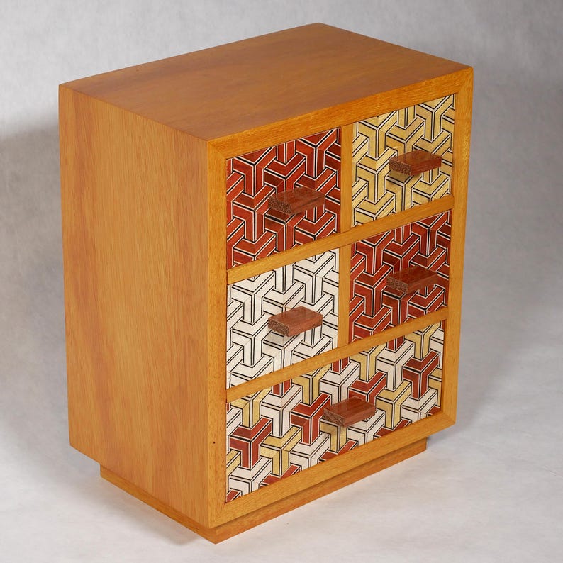 Osage Orange Mini-tansu With Multi-colored Kikkou Yosegi - Etsy