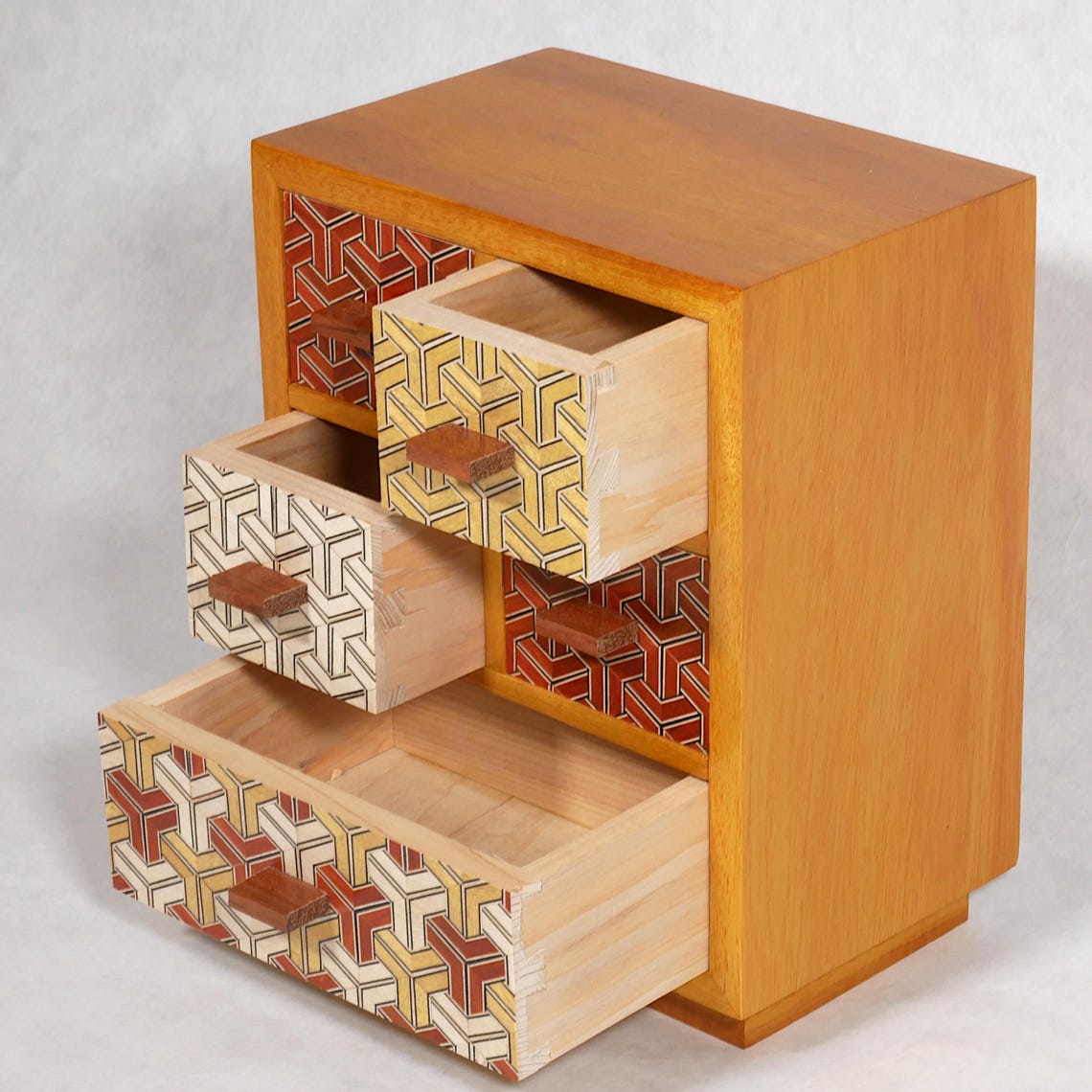 Osage Orange Mini-tansu With Multi-colored Kikkou Yosegi - Etsy