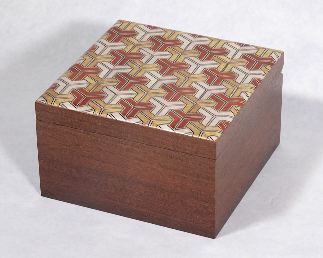 Hinged Yosegi Box With Multi-colored Kikkou Pattern - Etsy