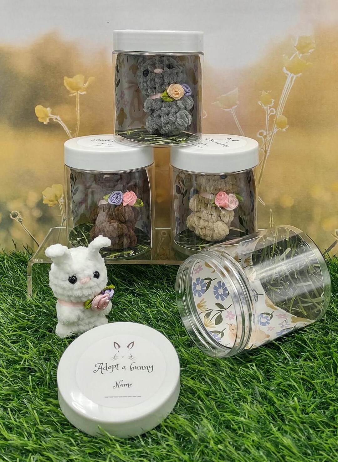 Adopt a Bunny Toy, Small Bunny in Jar, Crochet Easter Gift, Positive ...