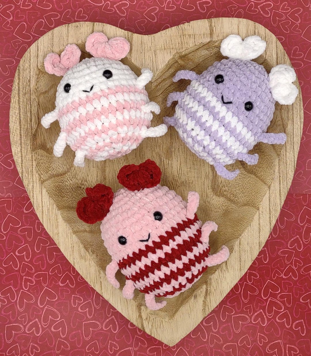 Crocheted Love Bug Stuffed Animal, Cute Love Bug Plush, Amigurumi ...