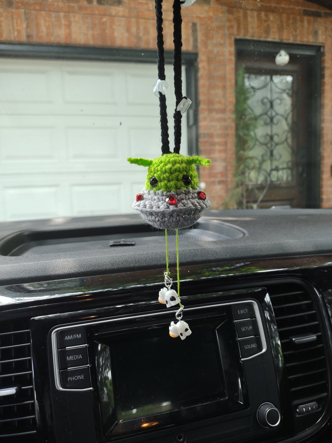 Alien Rearview Mirror Accessory, Crochet Car Charm, Unique Car ...