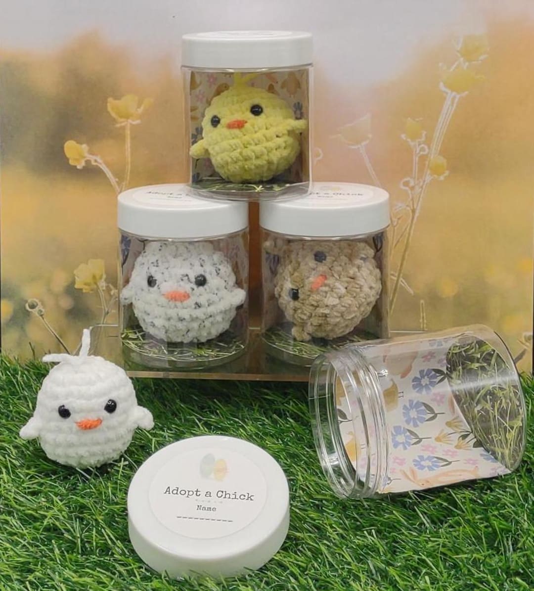 Crochet Adopt a Chick Toy, Small Chick in Jar, Easter Gift, Positive ...