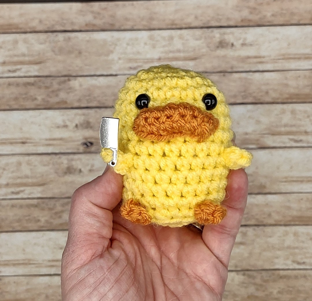 Crocheted Mini Duck With Knife, Stuffed Animal, Plushie - Etsy