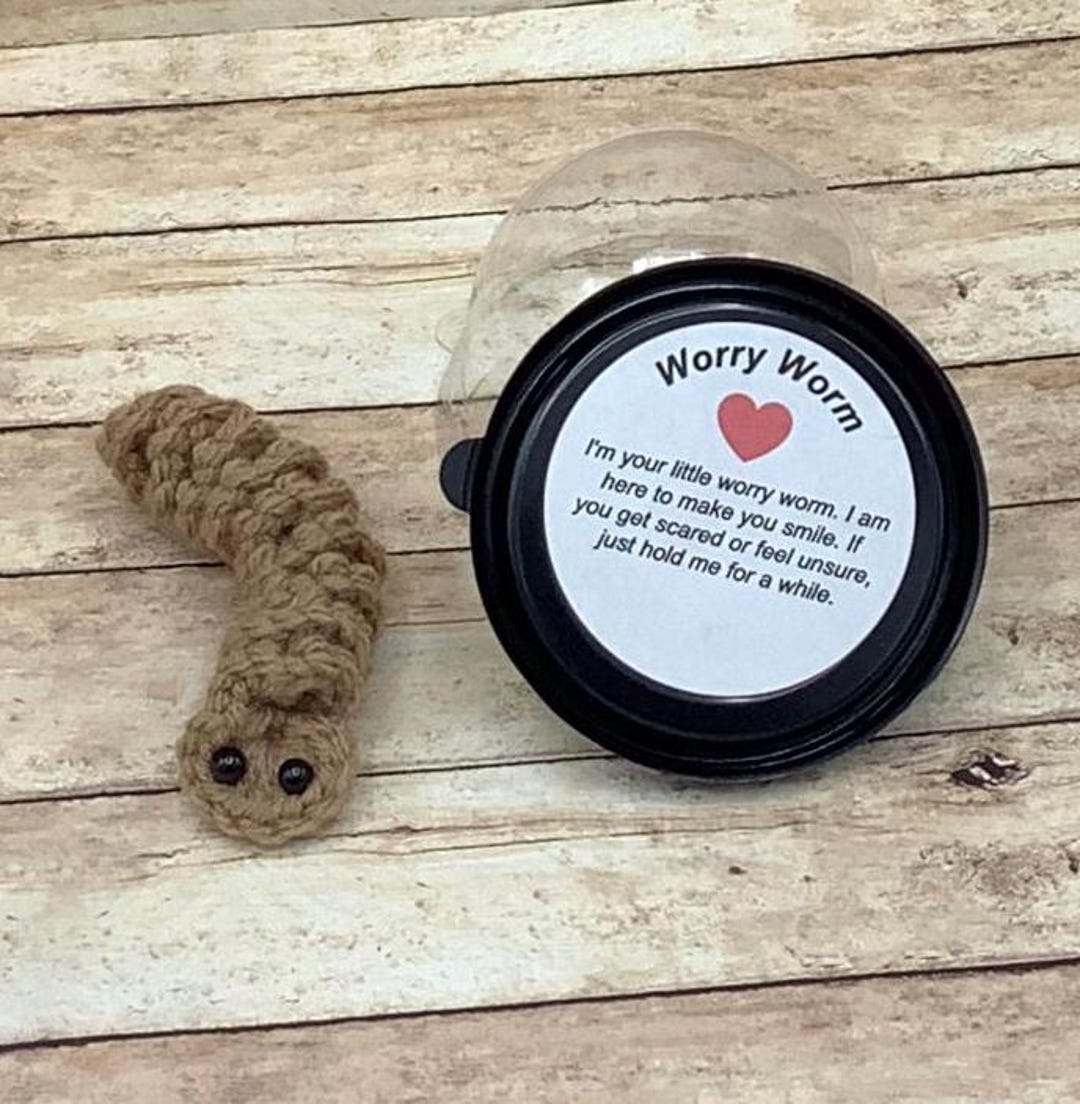 Crochet Handmade Worry Worm, Sensory Comfort Toy, Anxiety Calming Buddy ...