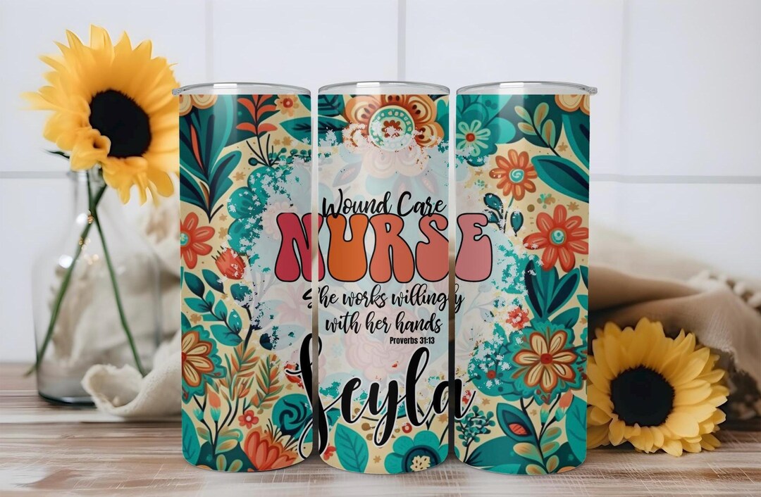 Floral Wound Care Nurse Tumbler Design (digital Download PNG) - Etsy