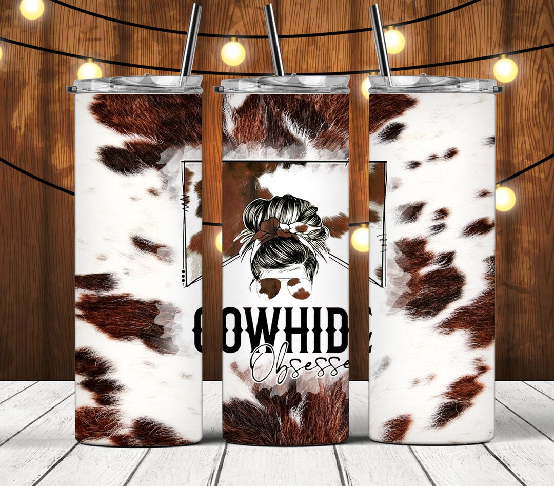 20 Ounce Tumbler | Cowhide Obsessed | Cows | Stainless Steel Tumbler ...