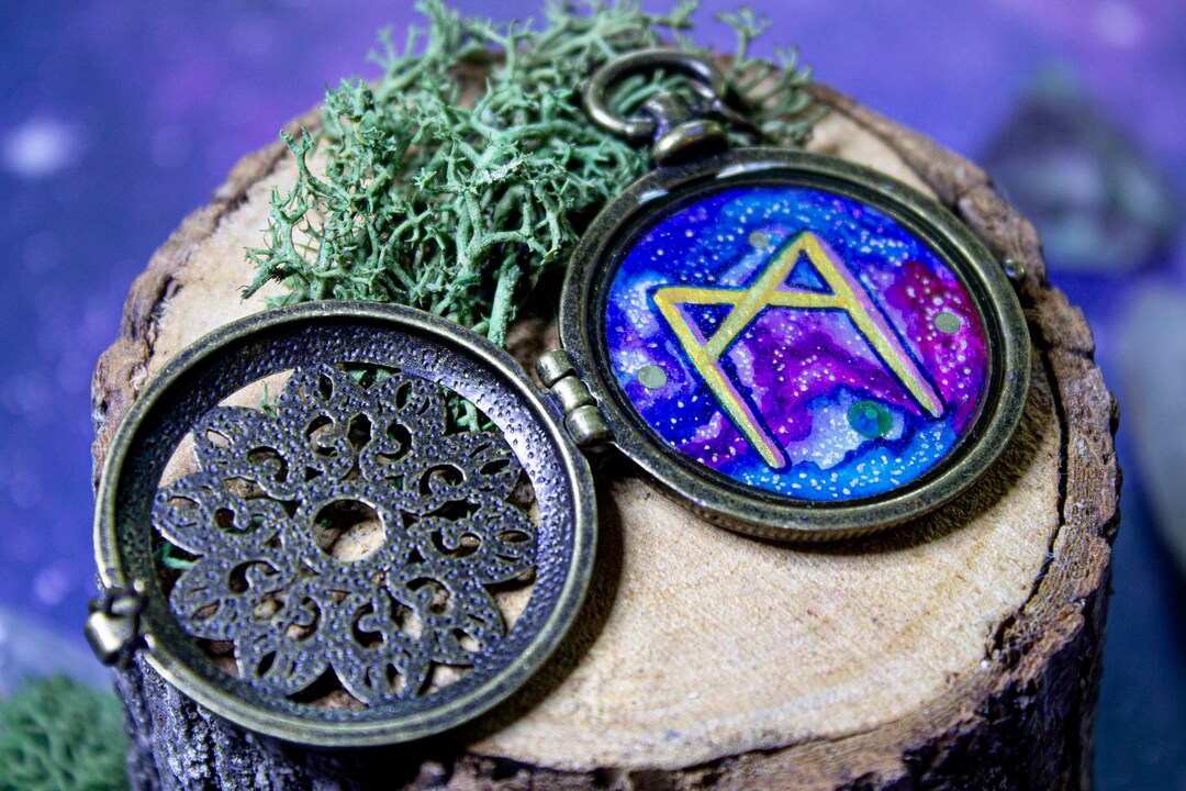 Locket of Mannaz- Hand Painted Watercolor Resin Poured Necklace ...