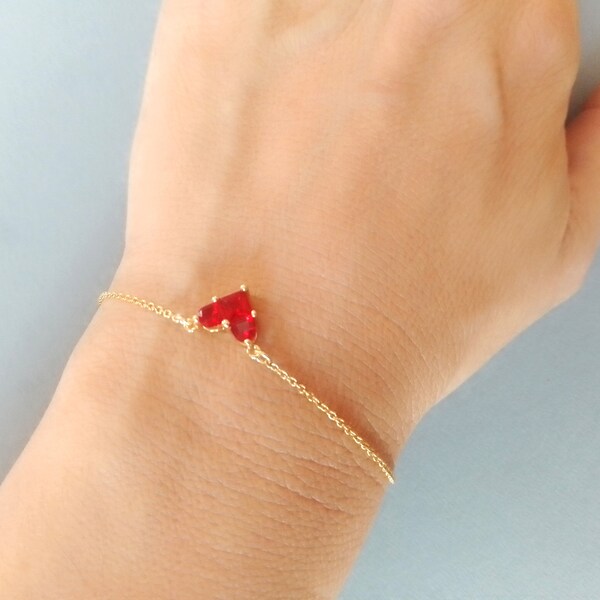 Red Heart Bracelet - Etsy