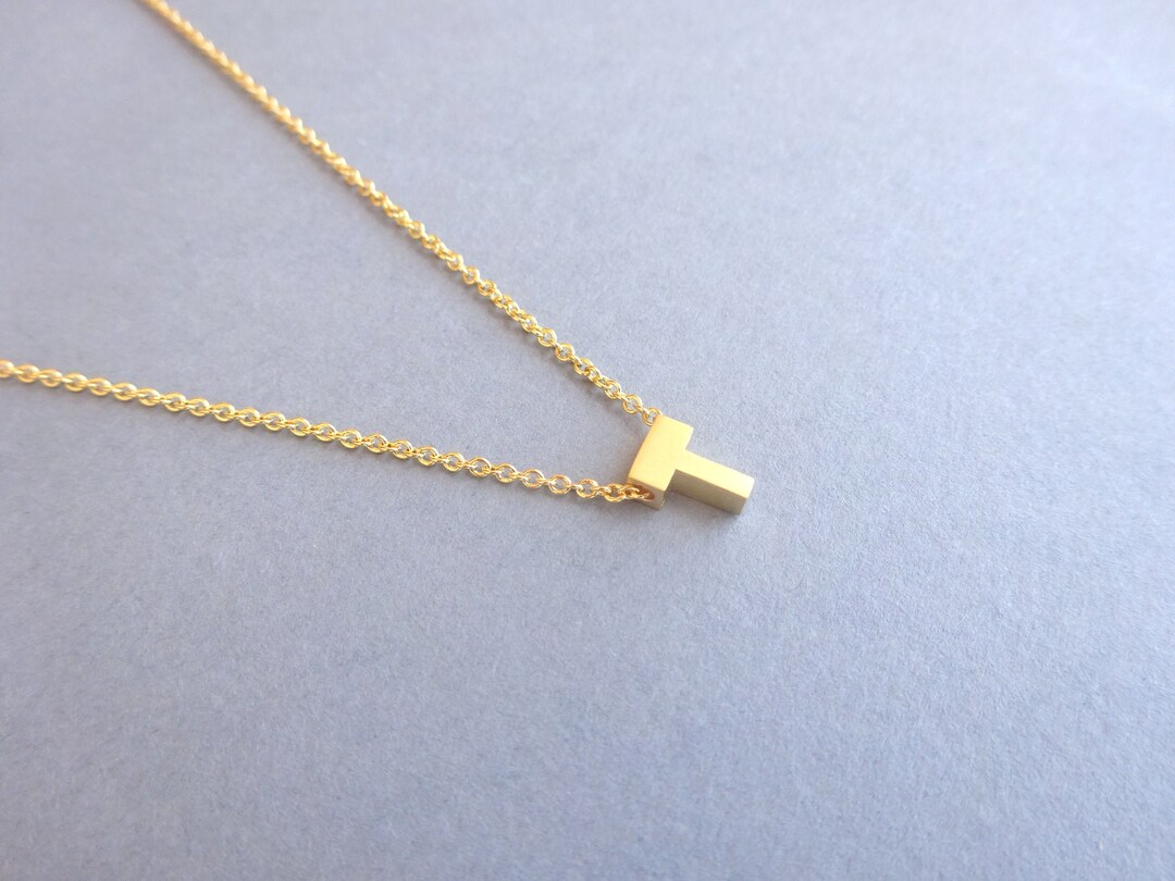 Gold T Necklace, Initial Letter Necklace, Personalized Gift for Her ...