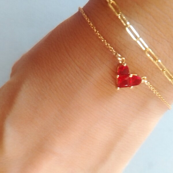 Red Heart Bracelet - Etsy