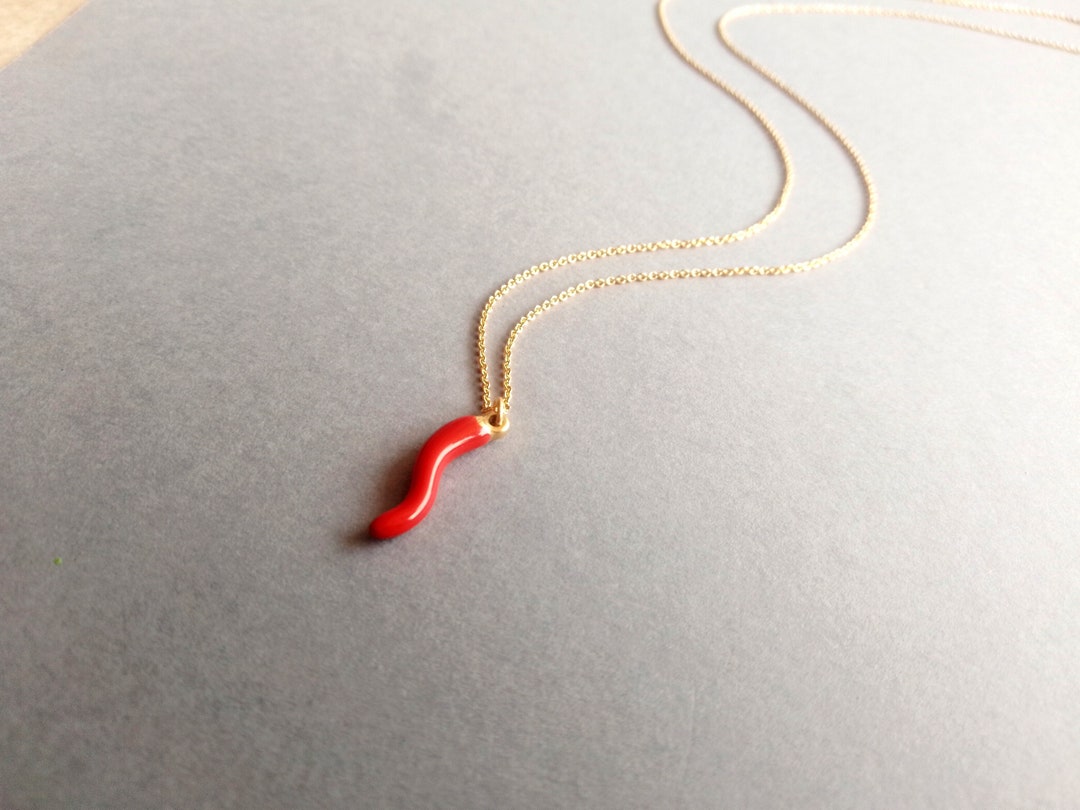 Italian Horn Necklace, Red Cornicello Necklace, Gift for Her, Amulet ...