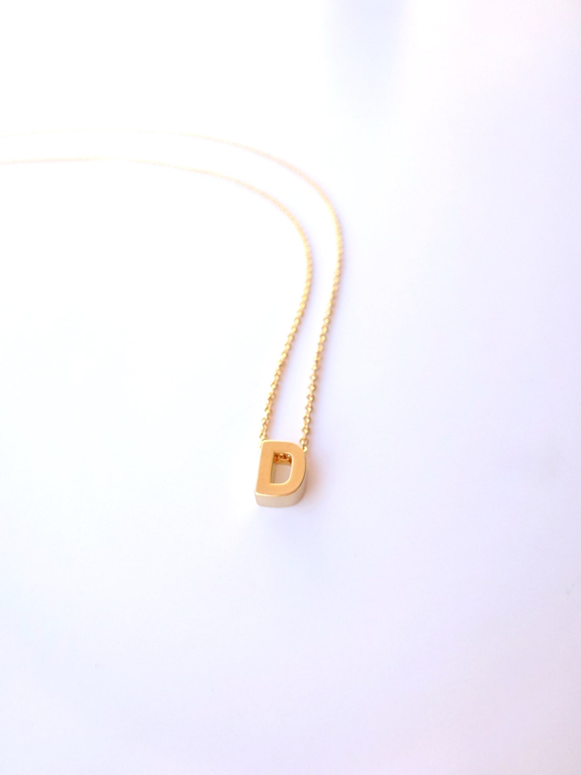 Initial D Necklace Gold Initial Necklace Gold D Letter | Etsy Israel