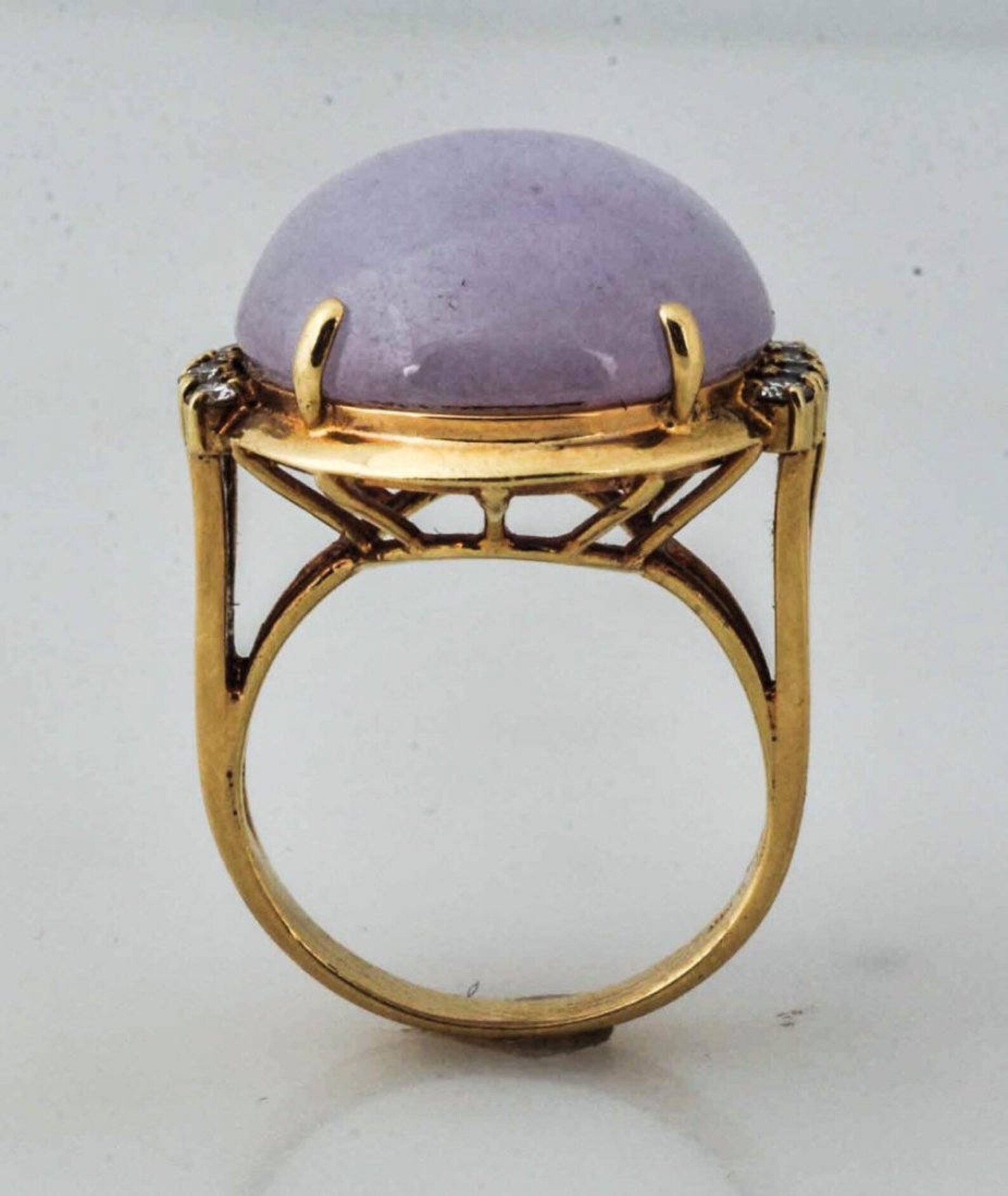 Huge Lavender Vintage Antique Jadeite 14KT Yellow Gold Jade Ring ...