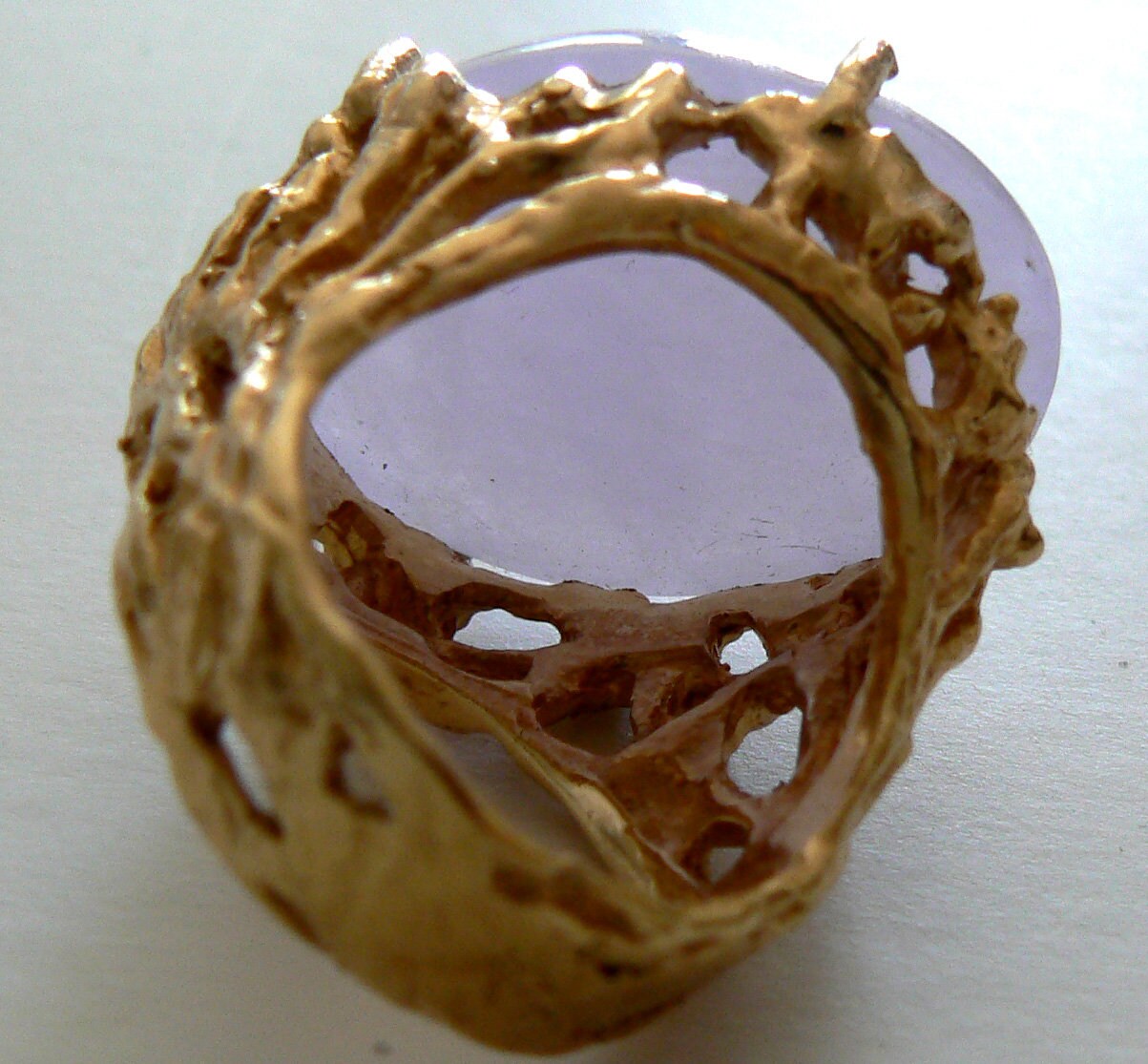 HUGE Custom Made Vintage 14KT Gold Jadeite Jade Ring A Grade Lavender ...