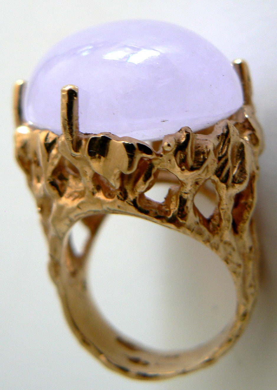 HUGE Custom Made Vintage 14KT Gold Jadeite Jade Ring A Grade Lavender ...
