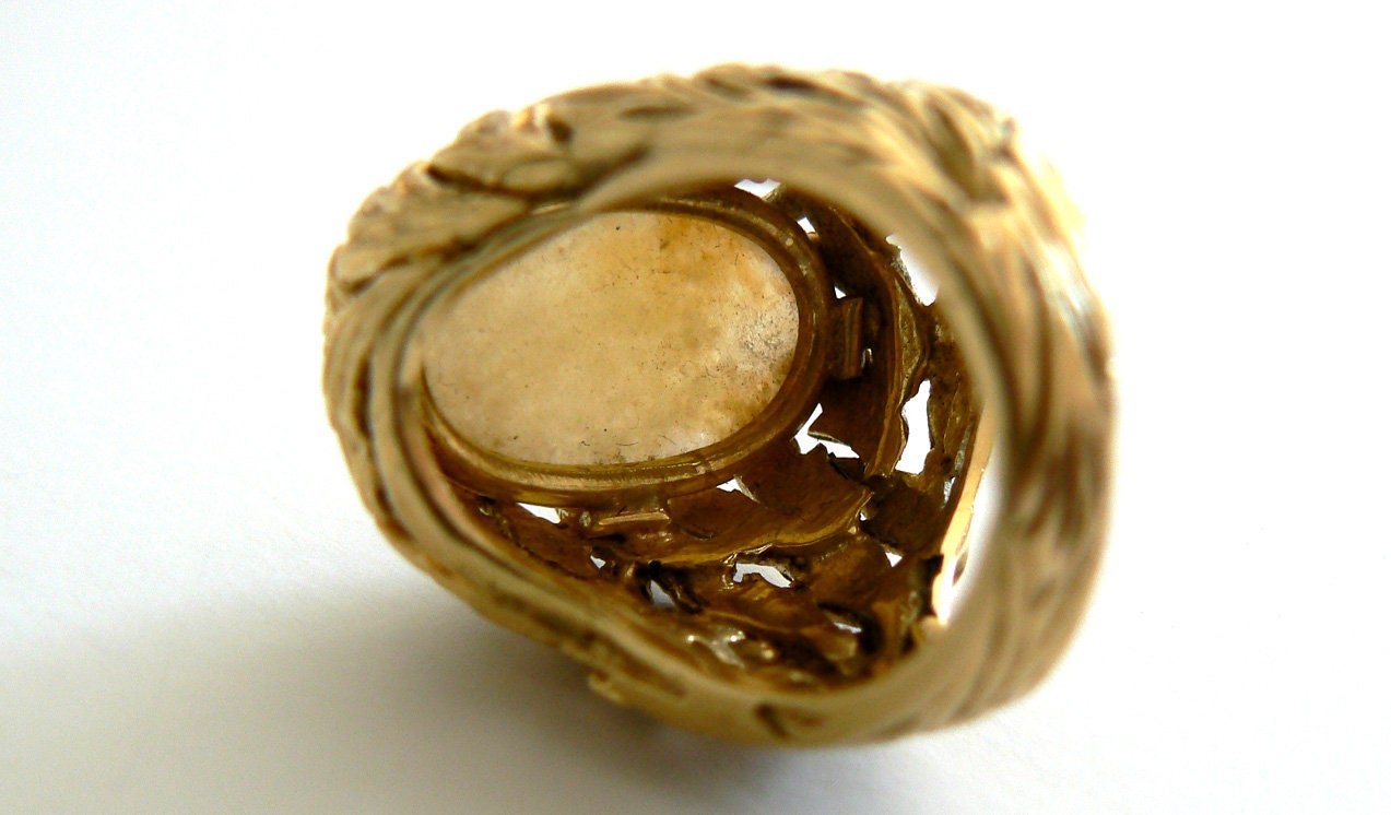 Elegant Custom Made Vintage 14KT Gold Jadeite Jade Ring A Grade Honey ...