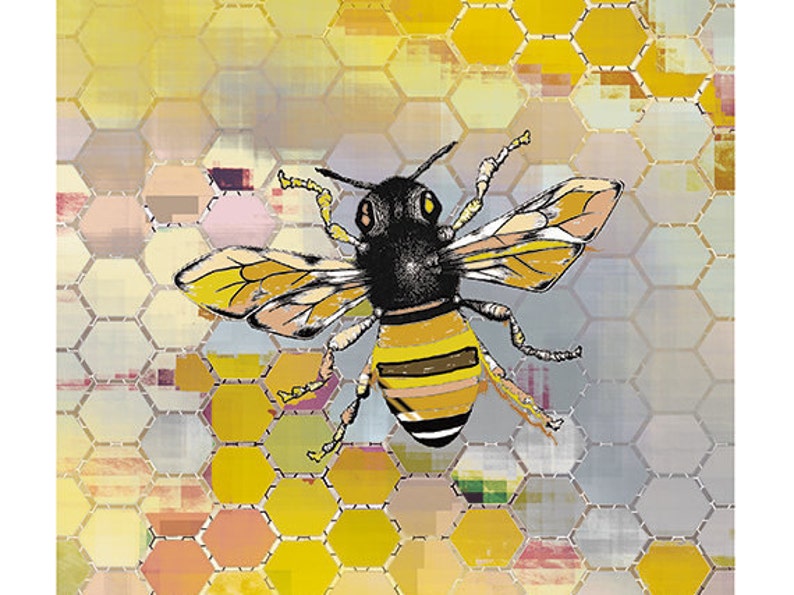 Bee Print Art, Honeycomb Wall Art, Poster Abeille, Bee Art, Geometric Art, Honey Bee Print - Etsy