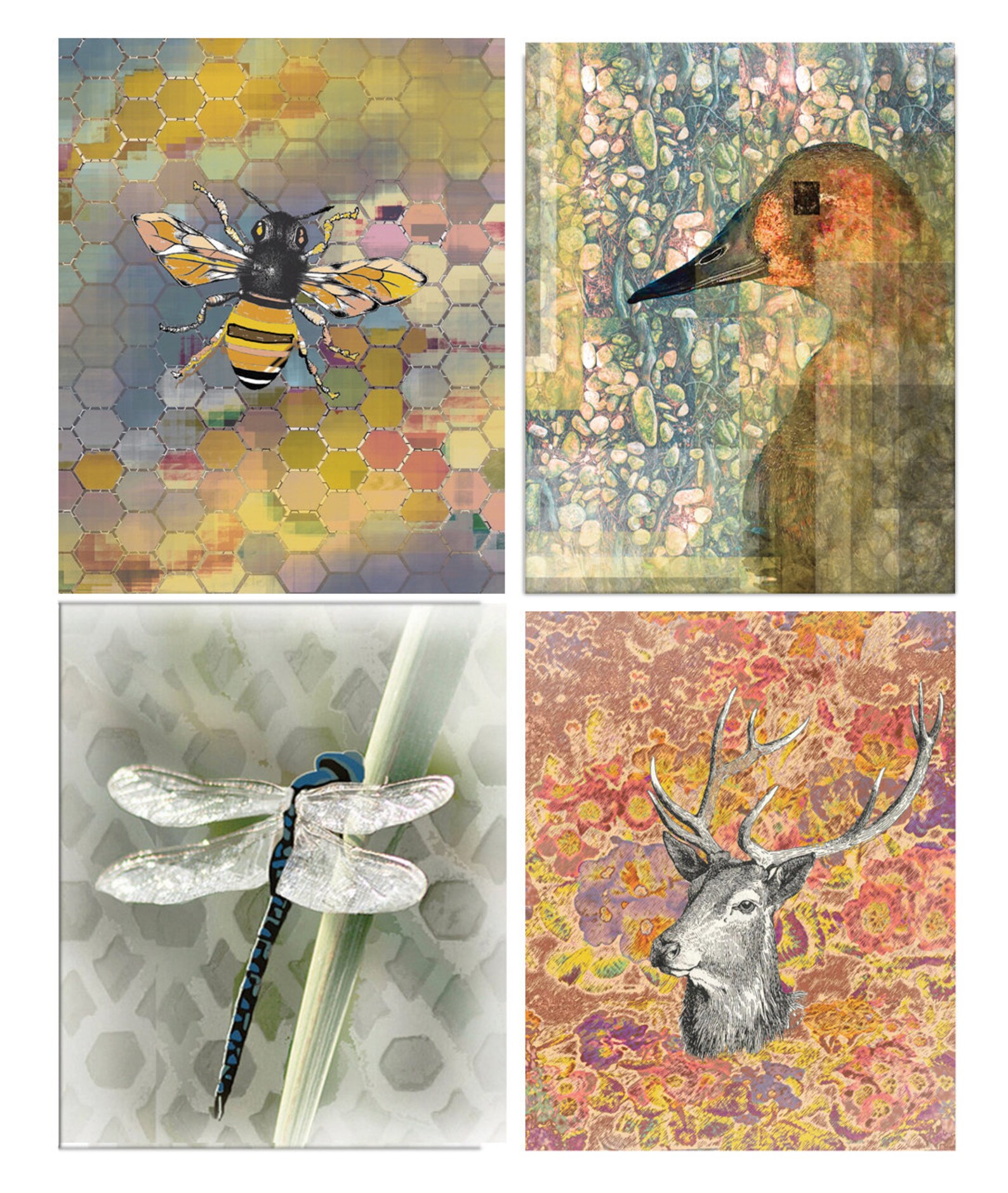 Bee Art Print, Honeycomb & Bee Art Poster, Geometric Art, Honey Bee ...