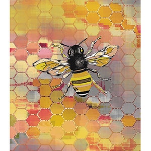 Bee Print, Honey Bee Decor, Art Print, Nursery, Colorful Honeycomb, Bee ...