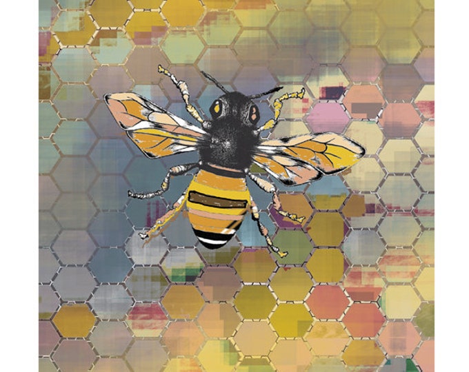 Bee Art Print Honeycomb & Bee Art Poster Geometric Art - Etsy
