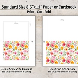 PRINTABLE SET of 4 Notecards,envelope Templates Included,printable ...