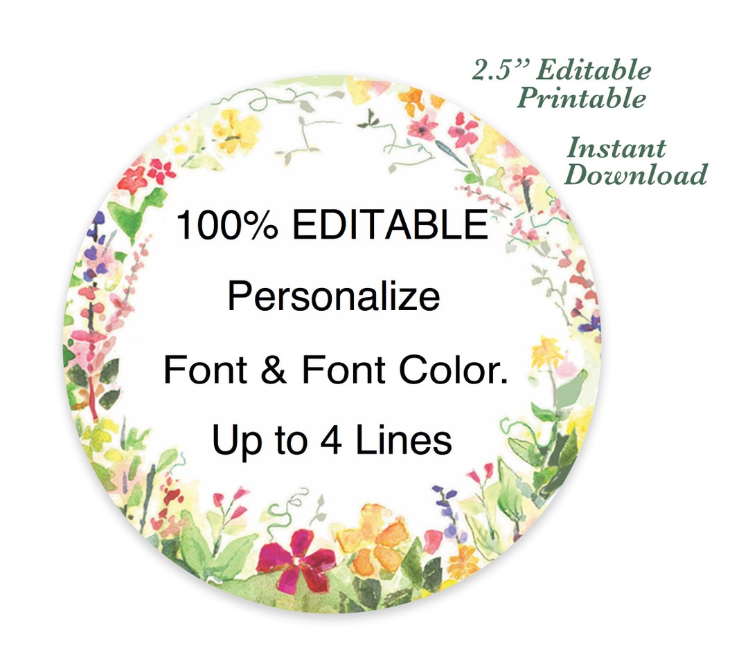 EDITABLE PRINTABLE 2.5" Wildflower All Purpose Labels, Stickers, Labels ...