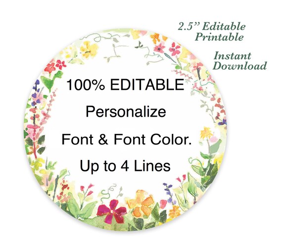 EDITABLE PRINTABLE 2.5 Wildflower All Purpose Labels | Etsy