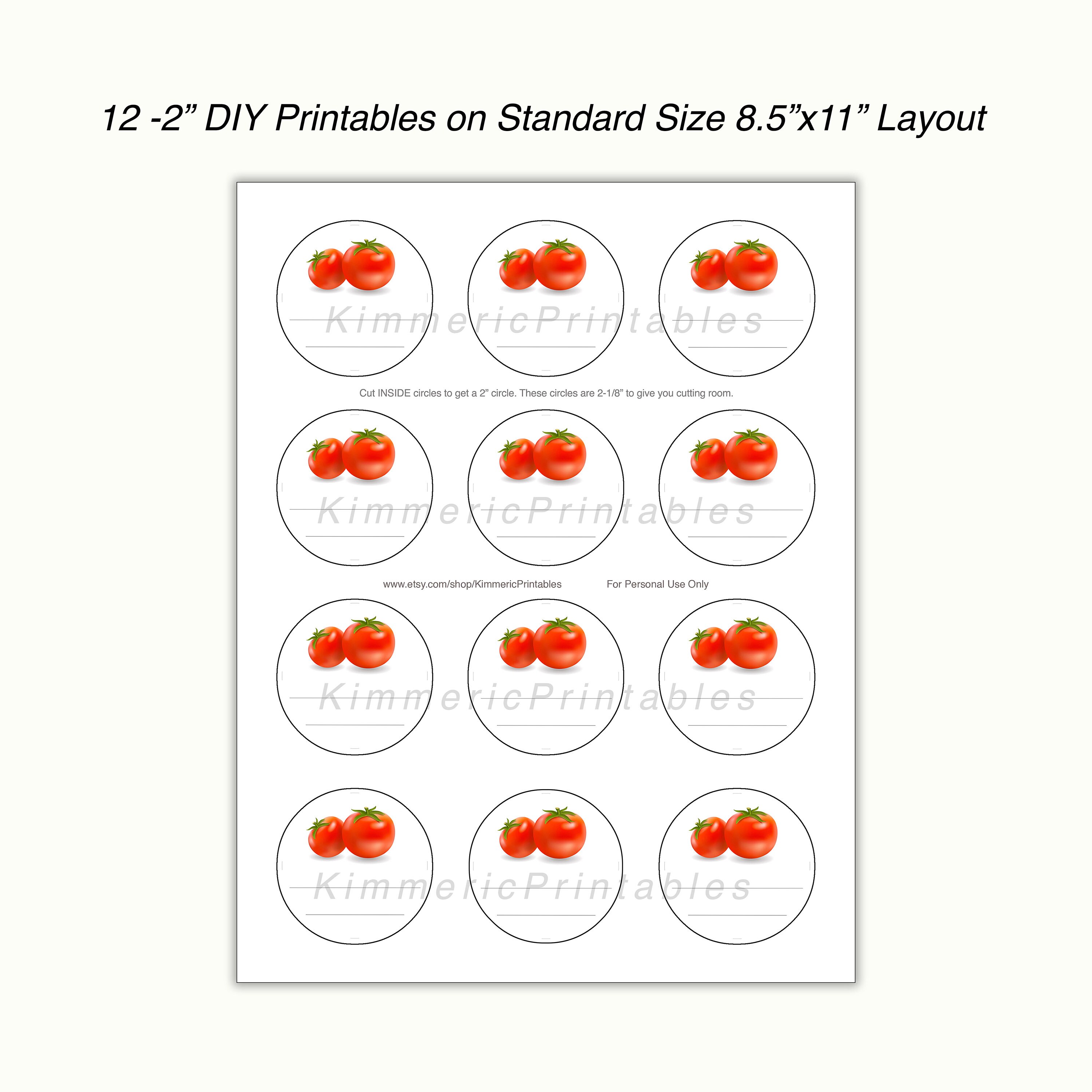 Printable BASIC TOMATO Canning Labels,hang Tags,mason Jars,downloadable ...