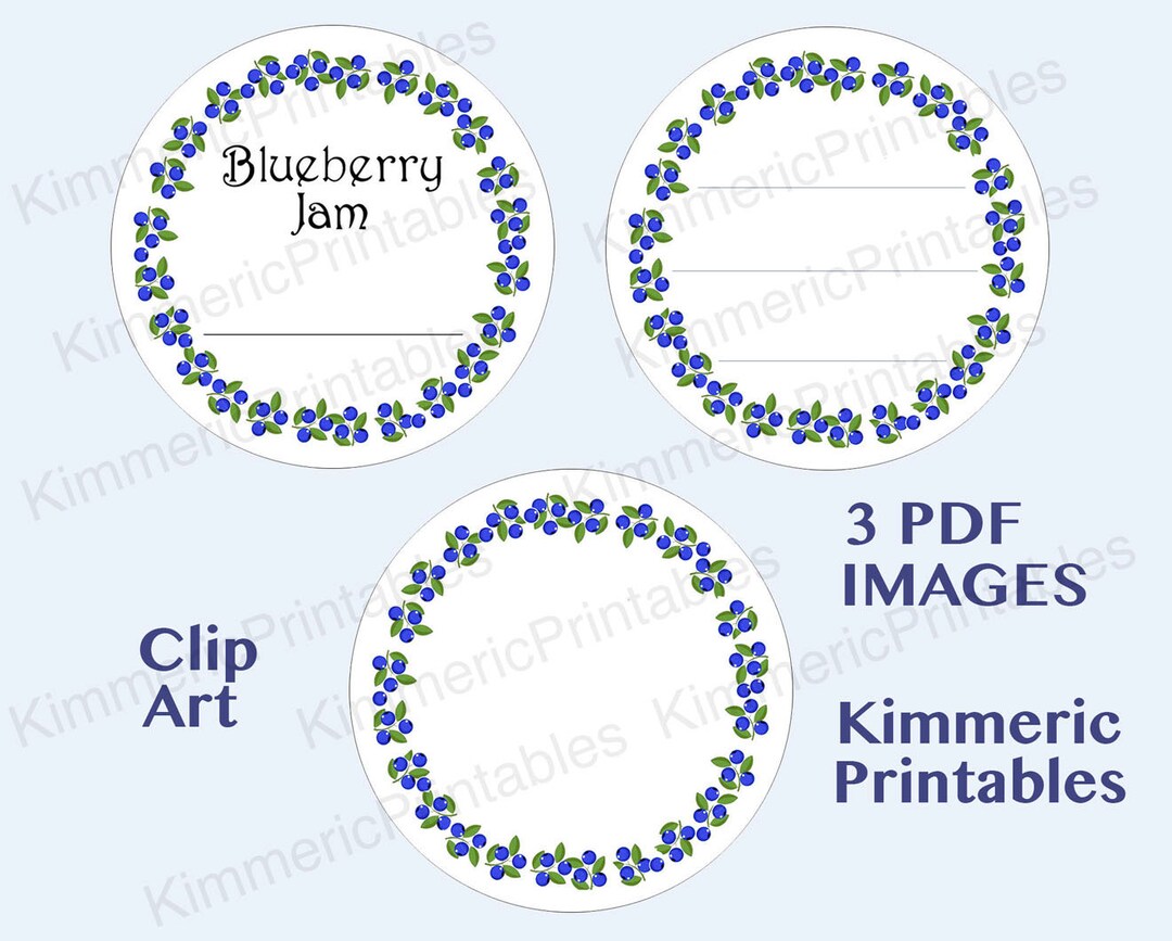 Printable Blueberry Jam Labels, DIY Canning Tags (PDF) - Etsy