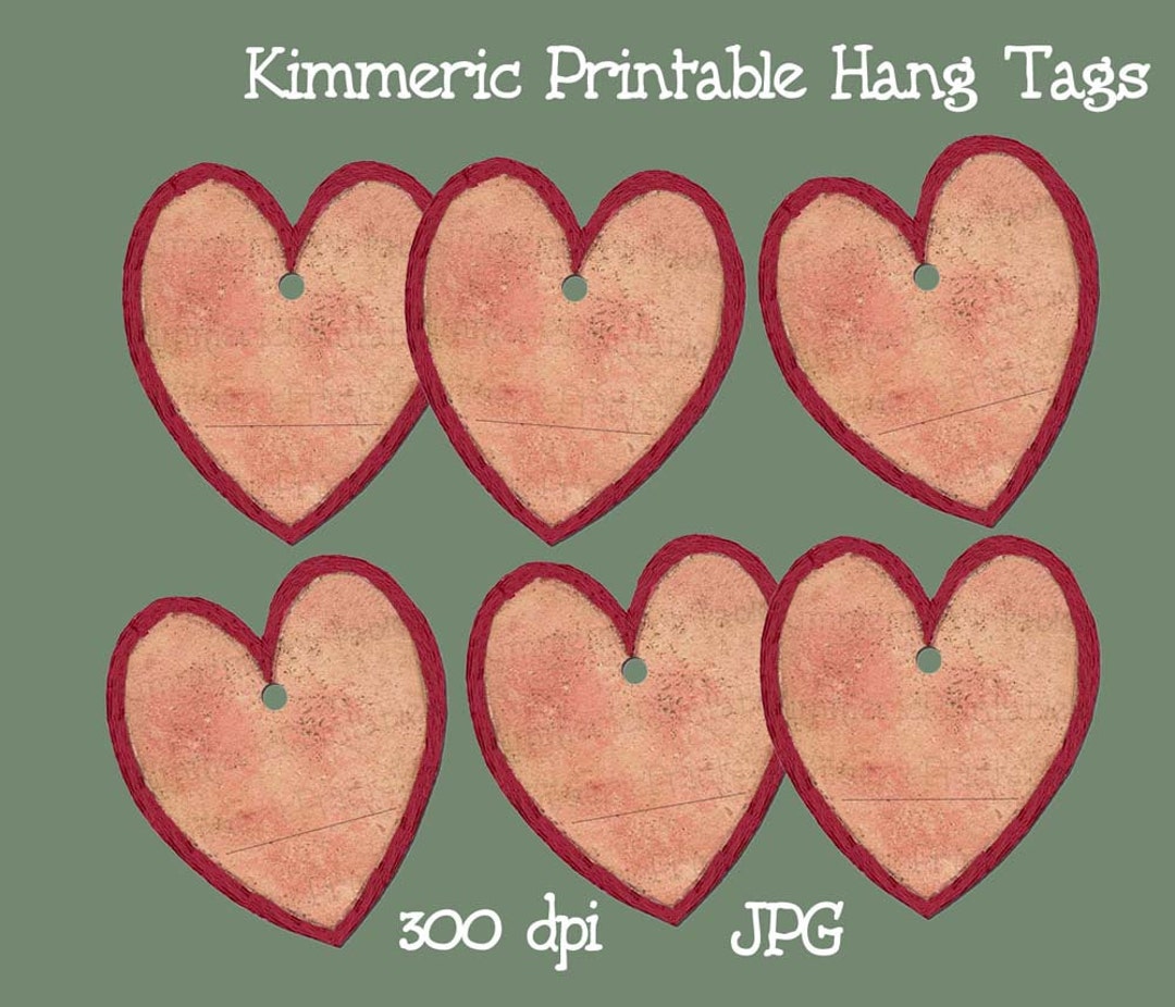 Rustic Heart Hang Tags – Printable Grubby Craft Tags (digital Download ...