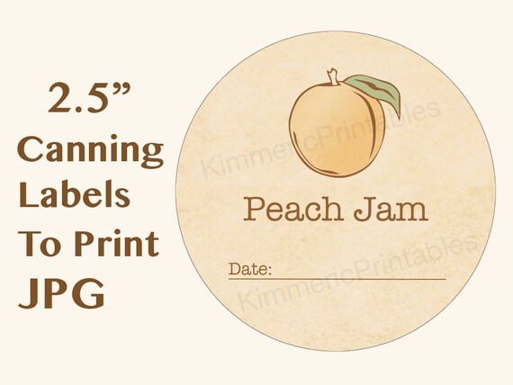 Printable PEACH JAM Canning Labels Mason Jars Lids | Etsy