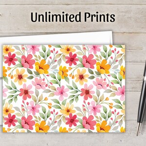PRINTABLE SET of 4 Notecards,envelope Templates Included,printable ...