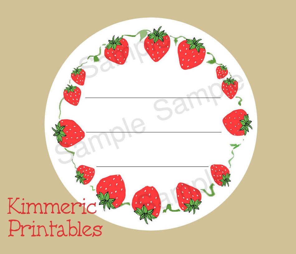 Printable Canning Labels,strawberry Stickers,downloadable,printable ...