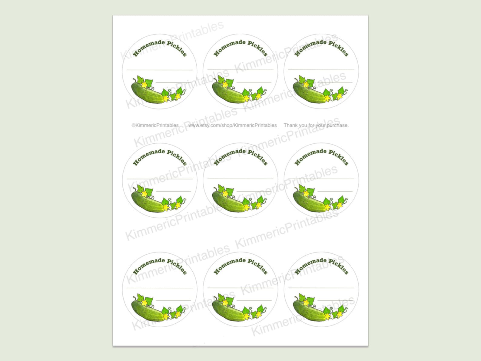 Printable HOMEMADE PICKLES Canning Labels, Hang Tags, Mason Jars, Lids ...