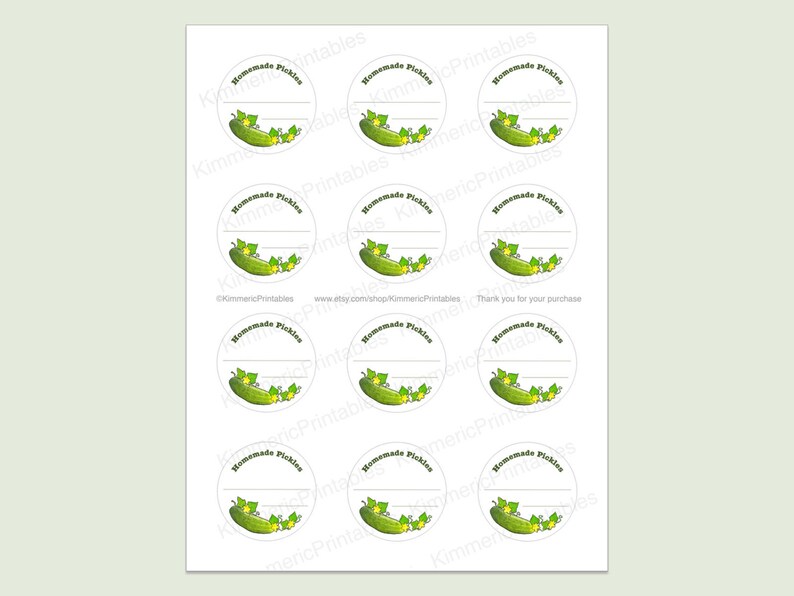 Printable HOMEMADE PICKLES Canning Labels, Hang Tags, Mason Jars, Lids ...