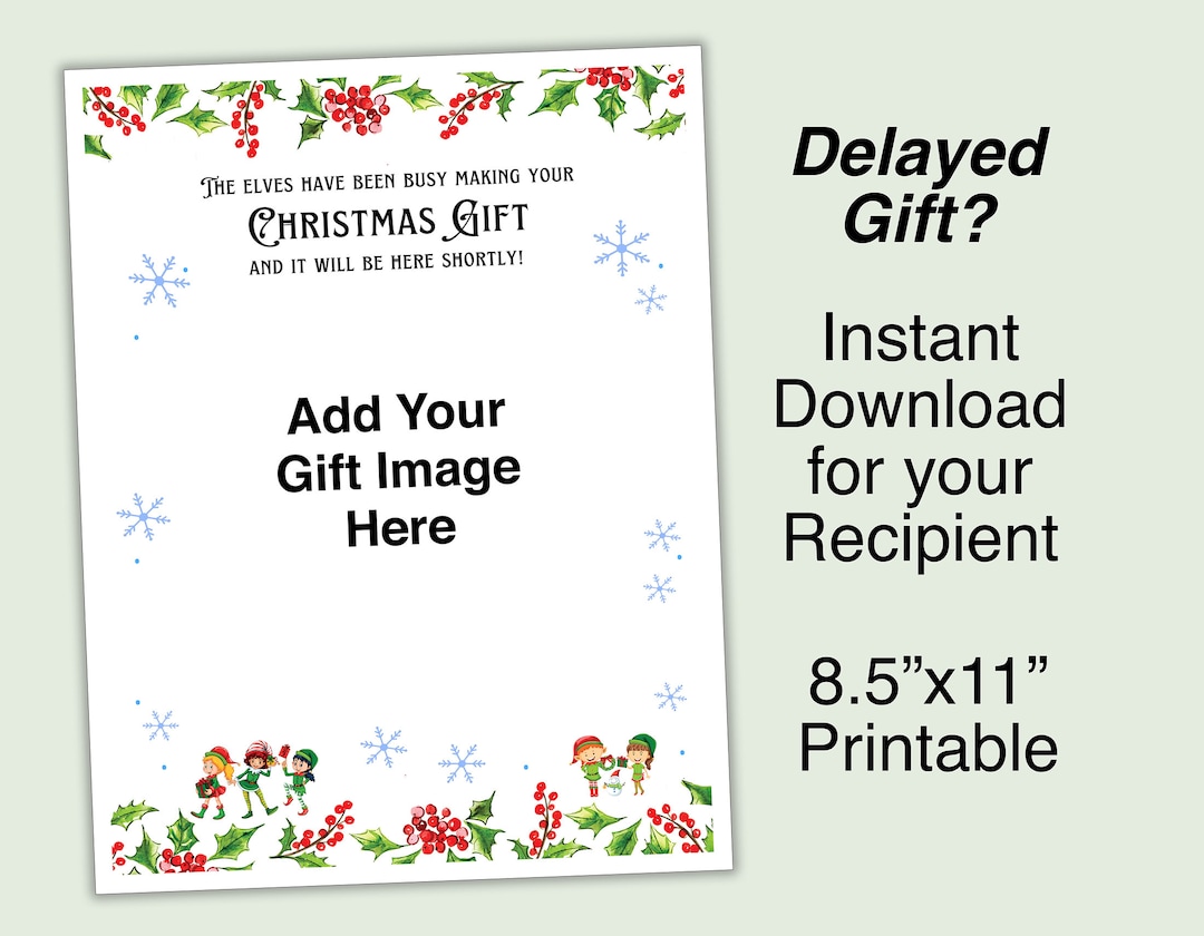 Delayed Christmas Gift Letter, Printable Gift Announcement (digital ...