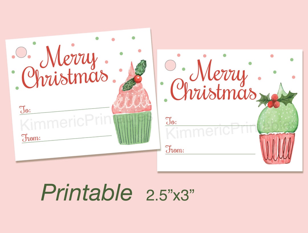 Printable Christmas Cupcake Gift Tags (digital Download) - Etsy
