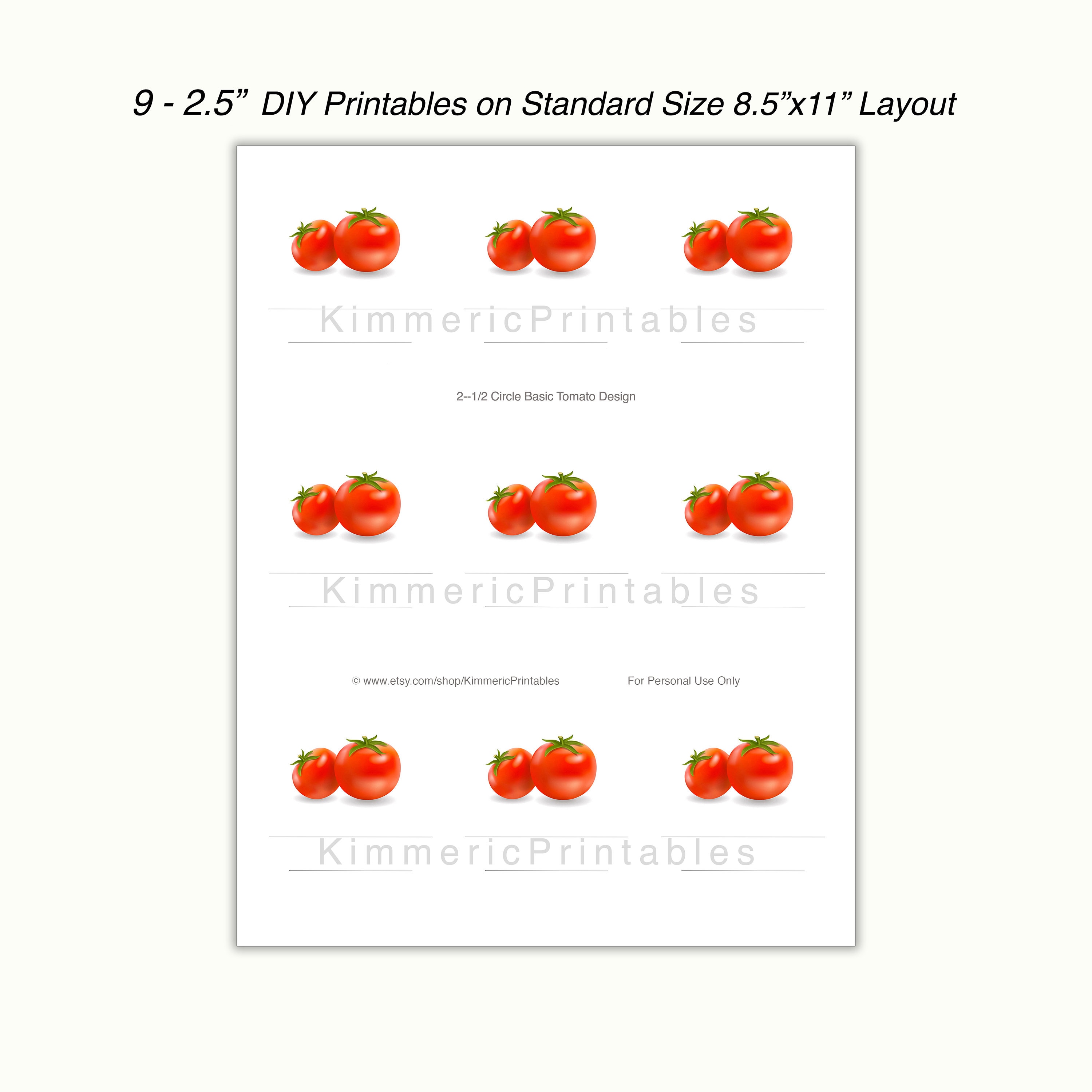 Printable TOMATO 2.5 Canning Labels,hang Tags,mason Jars,downloadable ...
