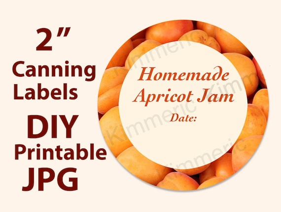 2 PRINTABLE APRICOT Jam Canning Labels Simple Rustic | Etsy