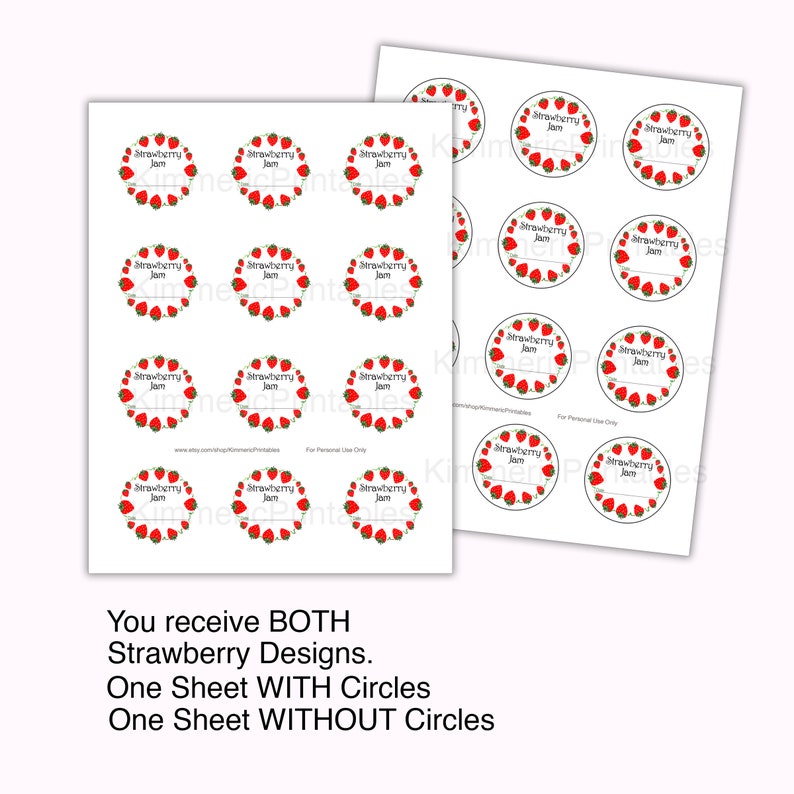 PRINTABLE STRAWBERRY Jam 2 Inchhomemade Jam Labelcanning | Etsy