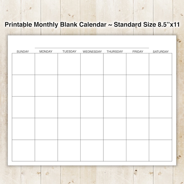 Free Blank Calendar Pdf - Etsy