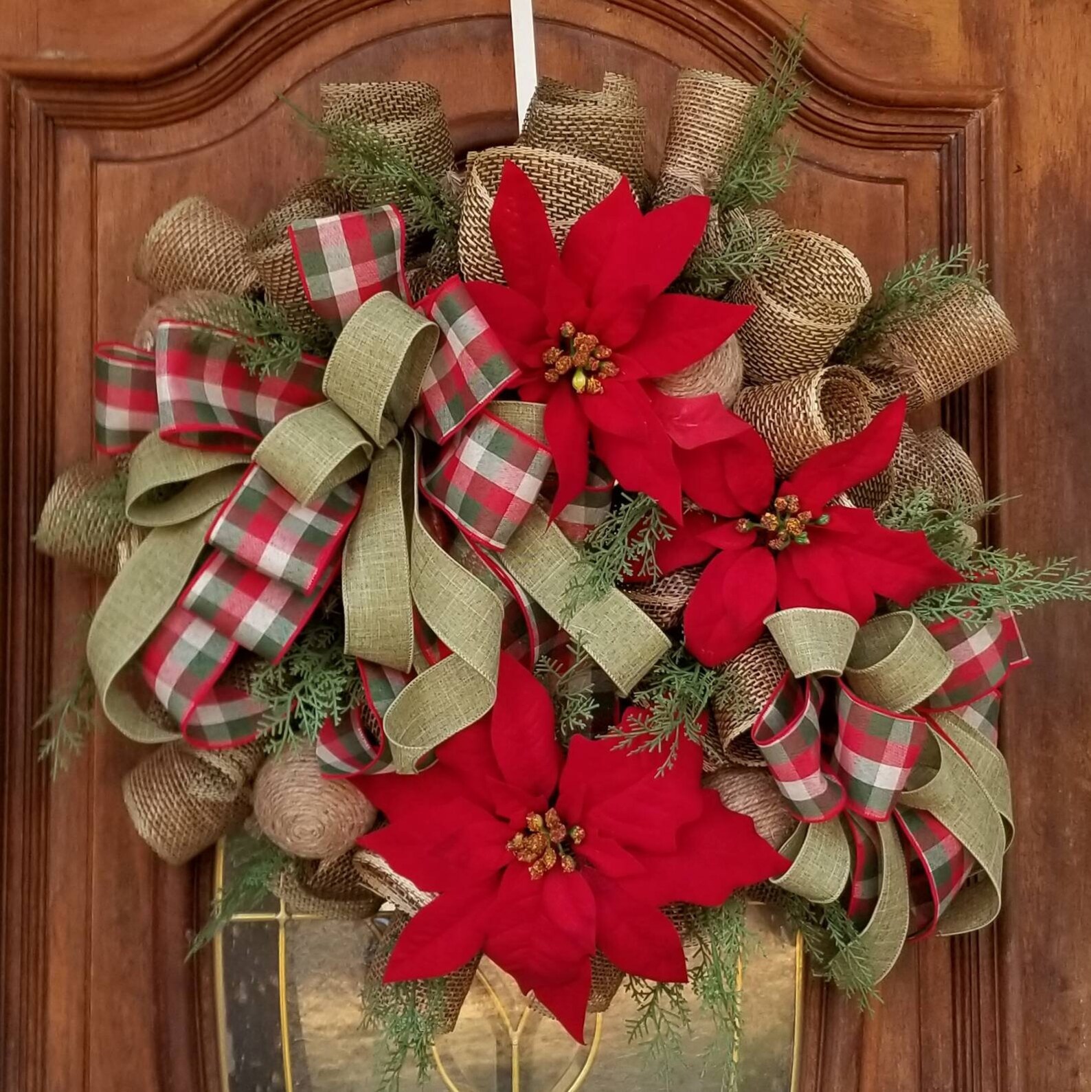 Winter Poinsettia Wreath Red Poinsettia Wreath for Front - Etsy