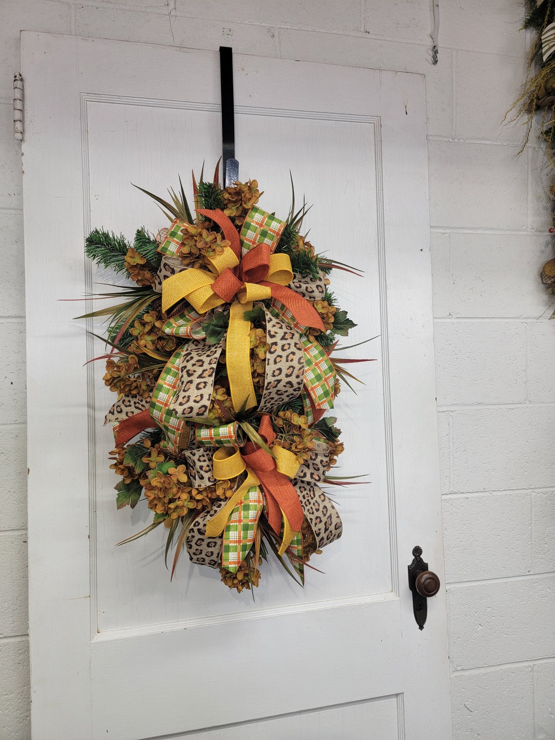 Fall Leopard Swag Hydrangea Fall Swag for Door Fall Leopard - Etsy