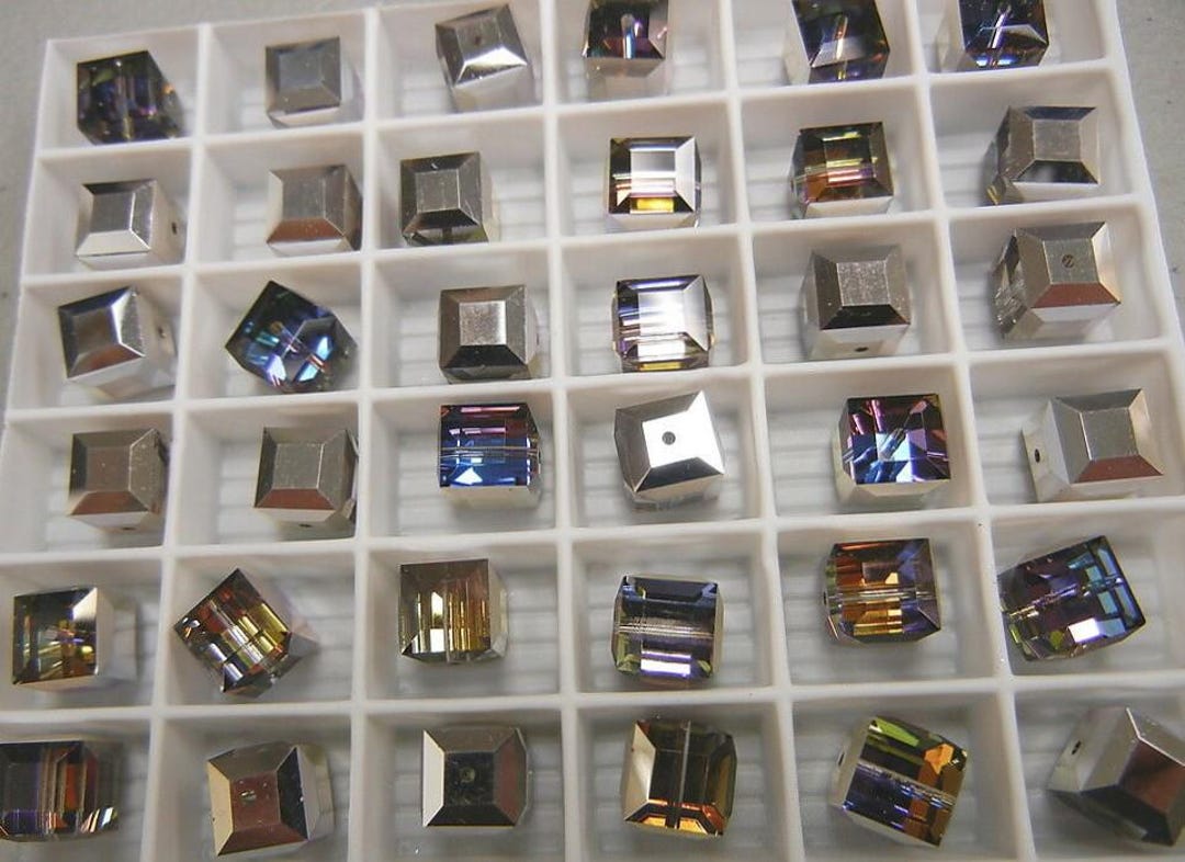 12+ Swarovski Art #5601 Meridian Blue 8mm Crystal Cube Beads: Jewelry ...