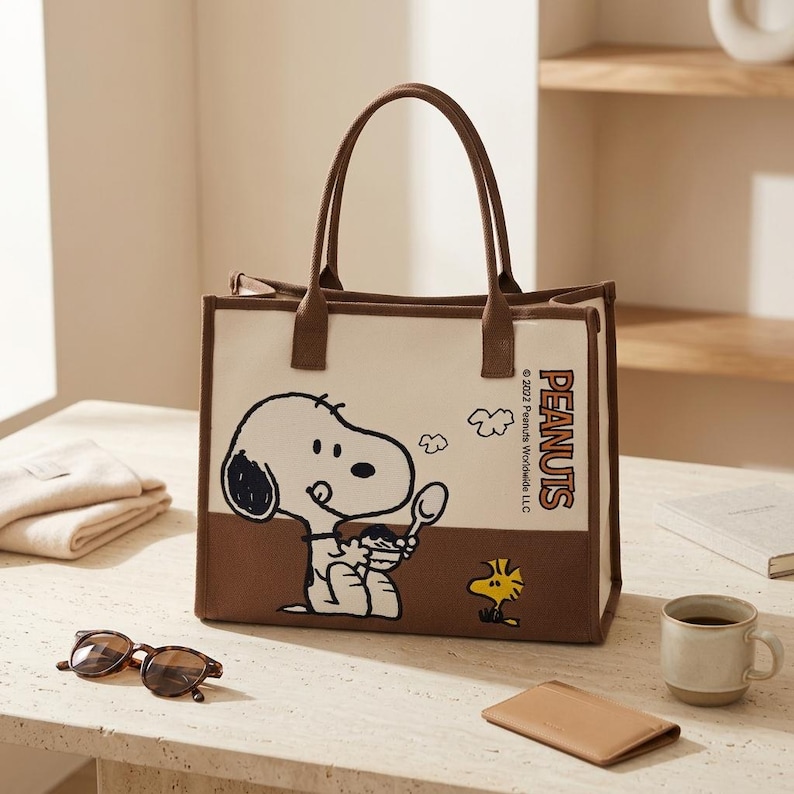 Snoopy Woodstock Canvas Tote Bag, Cartoon Commuter Book Bag - Etsy UK