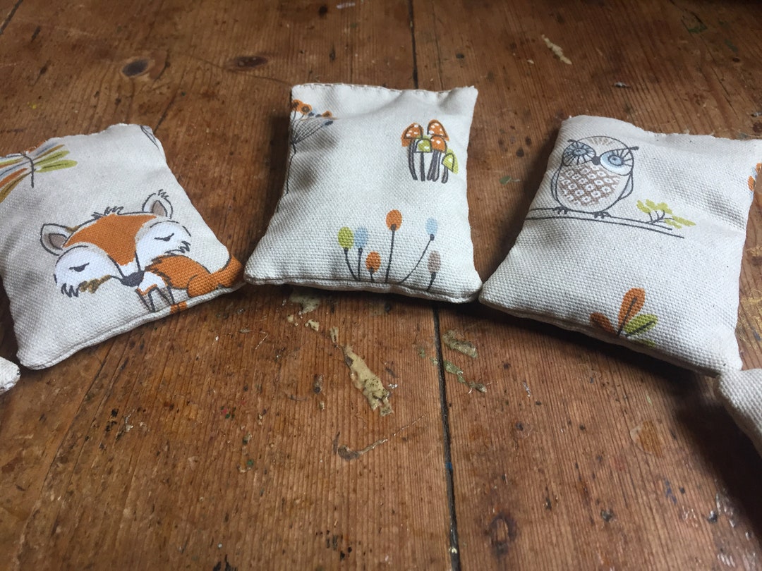 Set of 6 Linen Lavender Sachets With Fox, Owl and Shroom Design - Etsy
