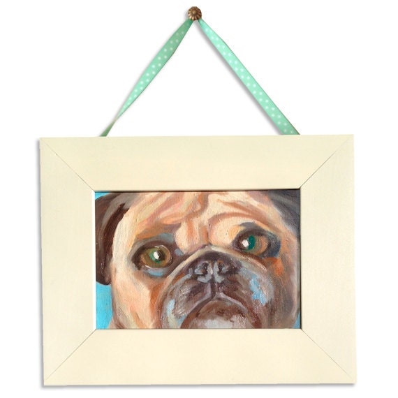 Items similar to Pug Art. Pug Painting. Original Oil Painting, Framed 5 ...