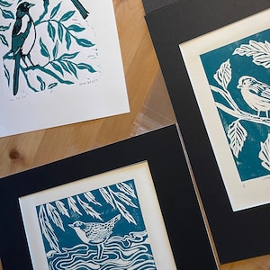 Linocut Bird Art Print - Etsy